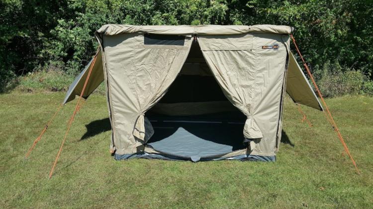 Oztent RX-5 Tent - Front Awning Rolled Up & Roof Vent